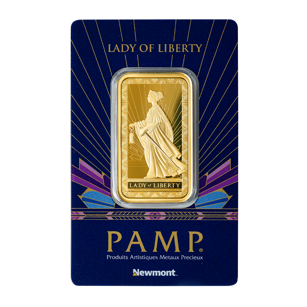 PAMP / Newmont 1oz Pure Gold Bar - Lady of Liberty – Sharif 24k Jewelers